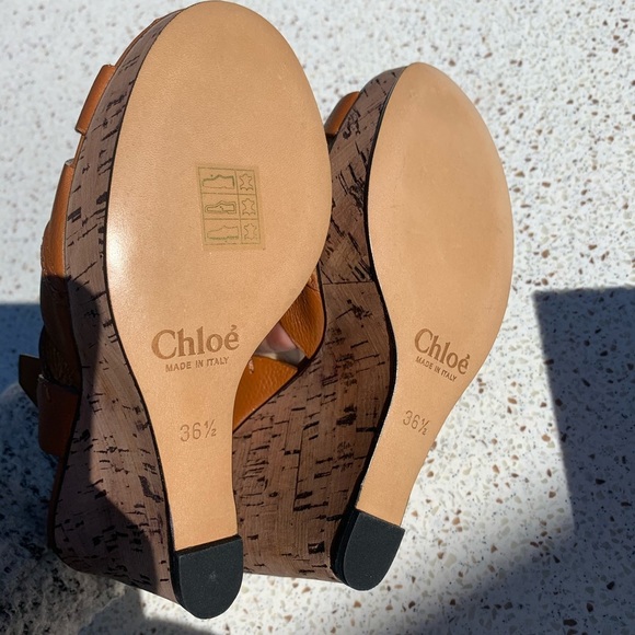 Chloe | Shoes | Nib Authentic Chloe Leather Cork Wedge Sandals | Poshmark
